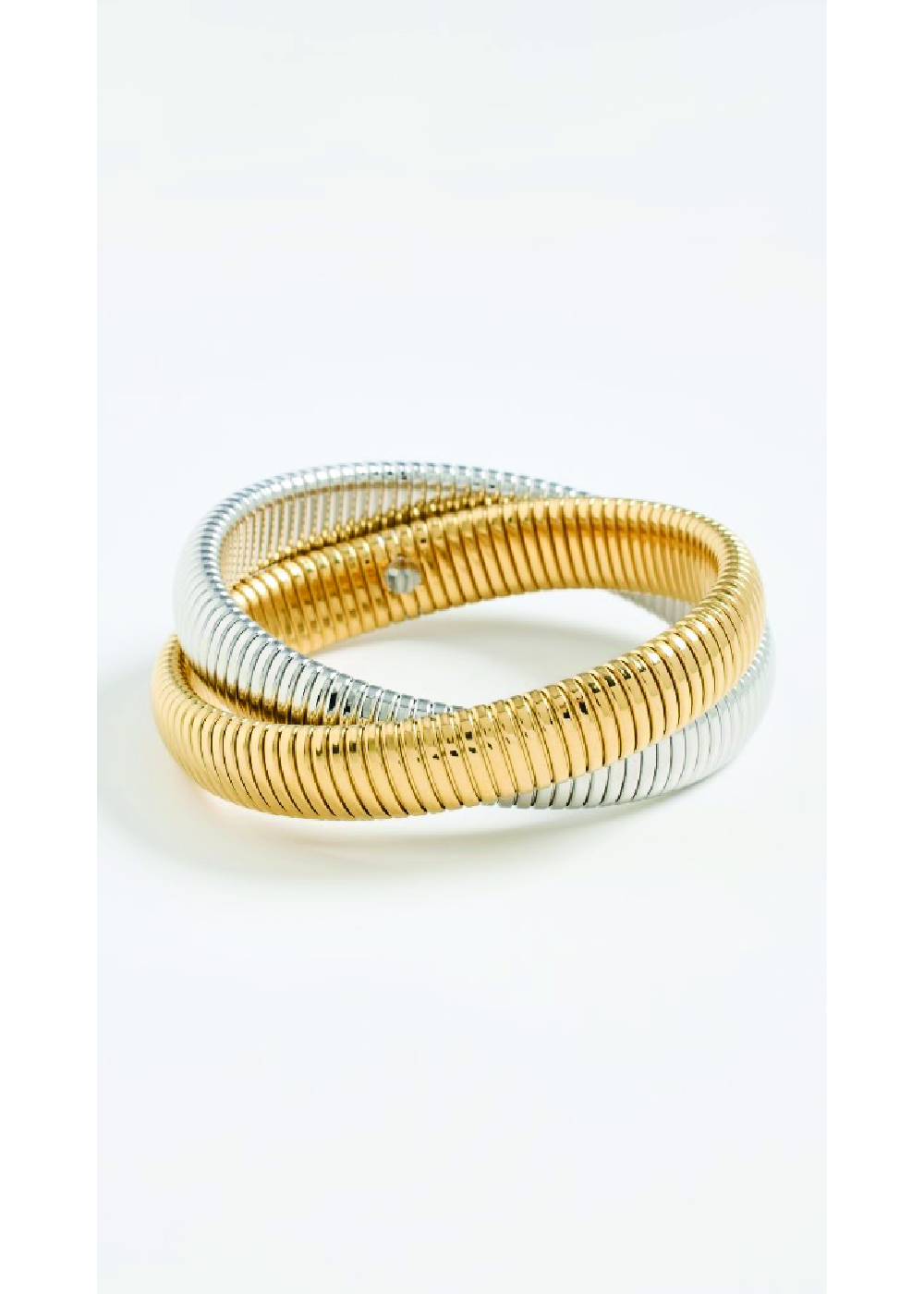 By Adina Eden Chunky Two-Tone Double Intertwined Snake Bracelet - J. Cathell
