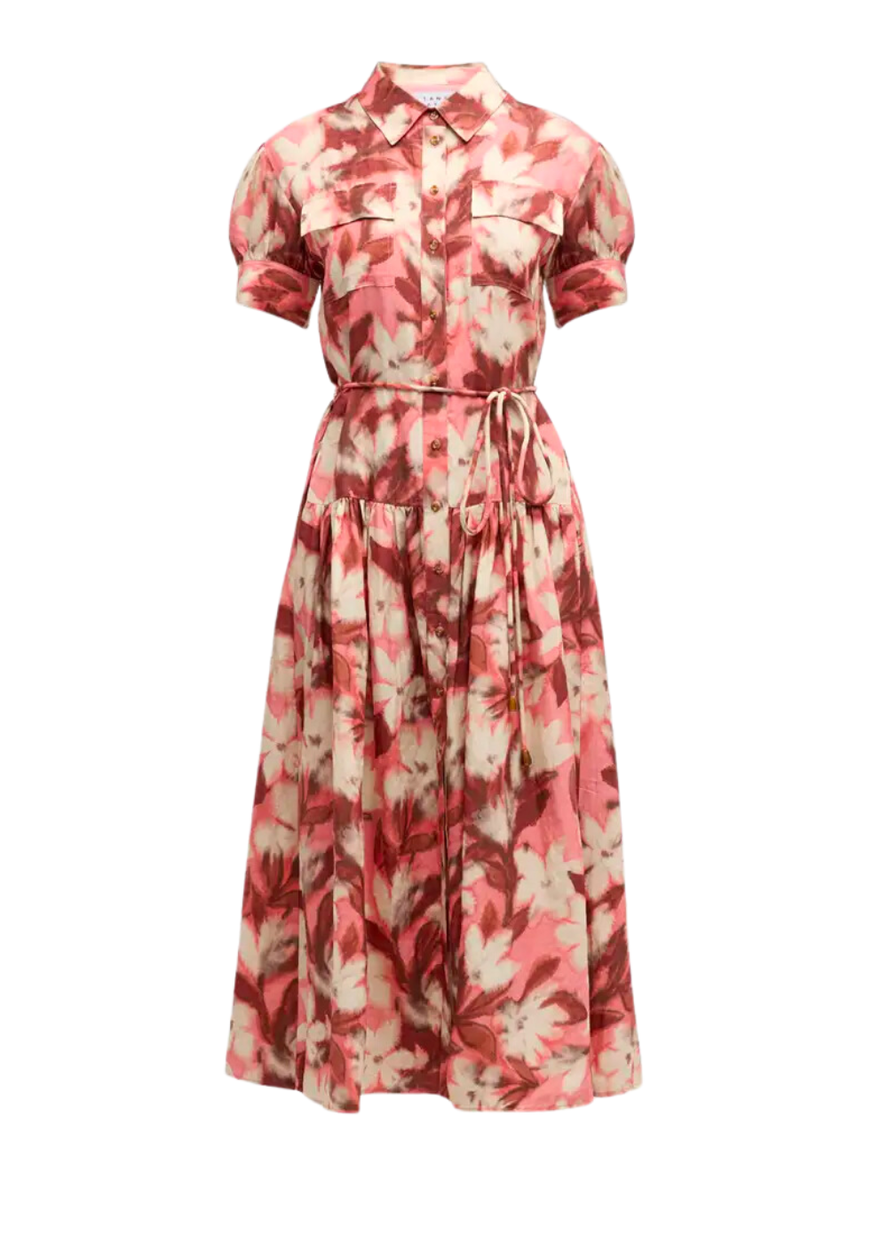 Tanya Taylor carrington short sleeve waist tie tiered midi dress - J ...