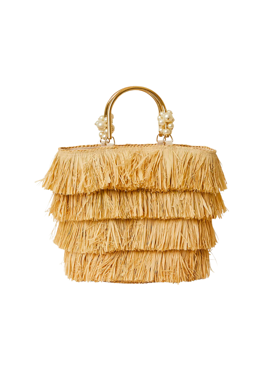 BTB los angeles luna fringe raffia tote bag, natural - J. Cathell