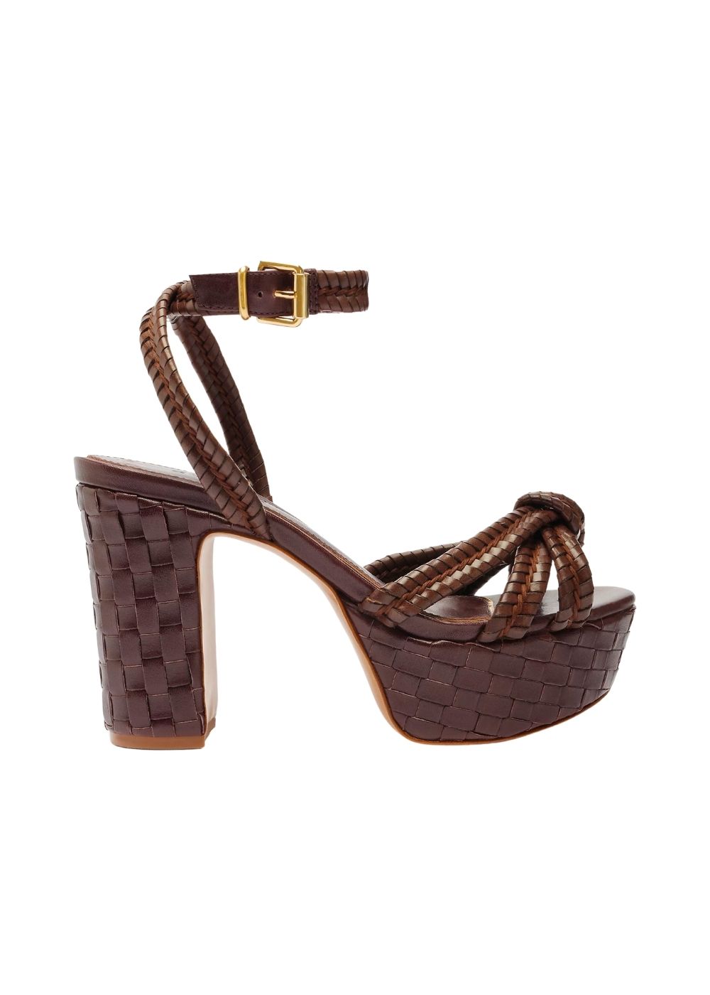 Schutz kathleen leather platform sandals, dark chocolate - J. Cathell