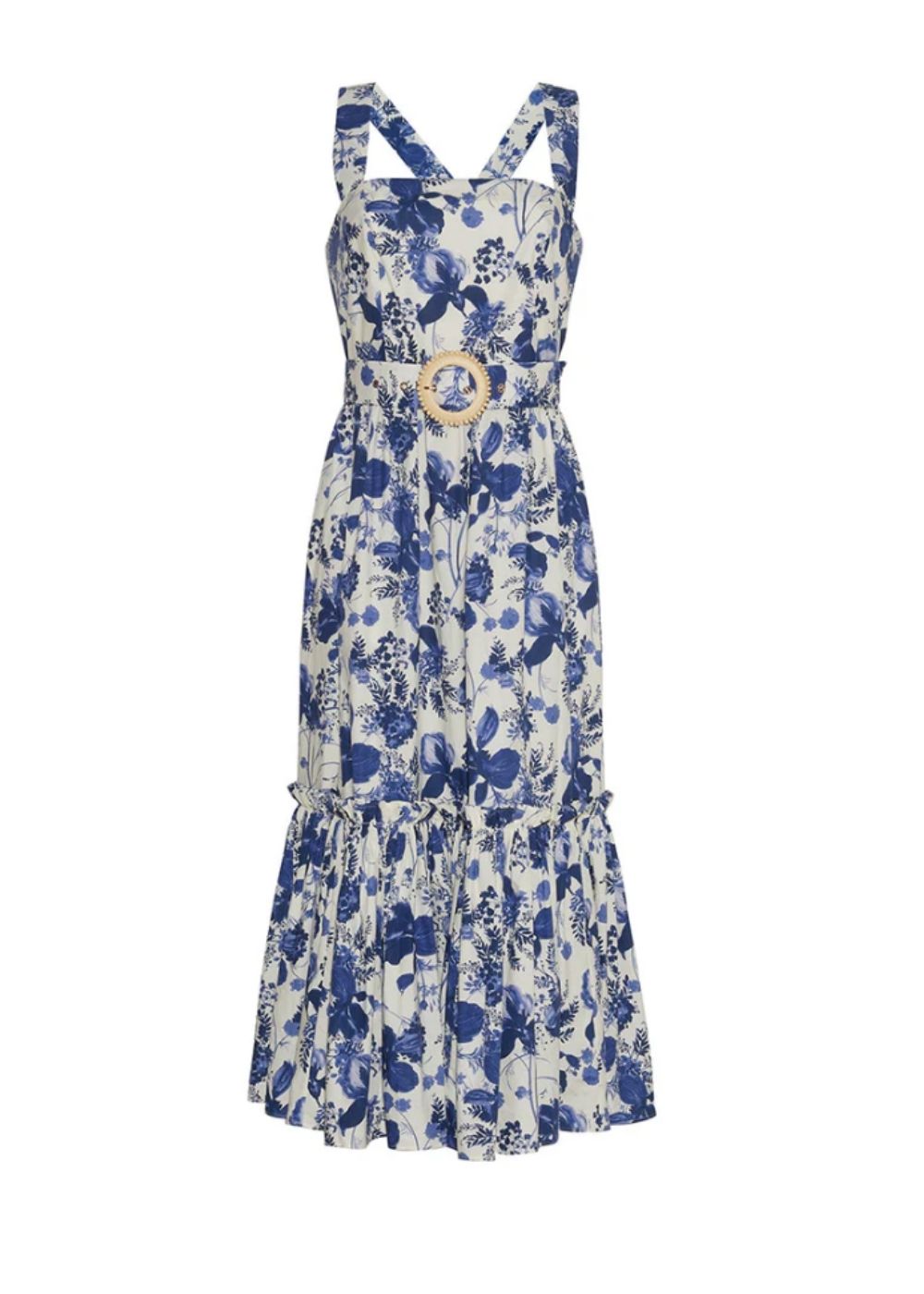 Julietta Dress in Evening Blue Camellia Flora - J. Cathell