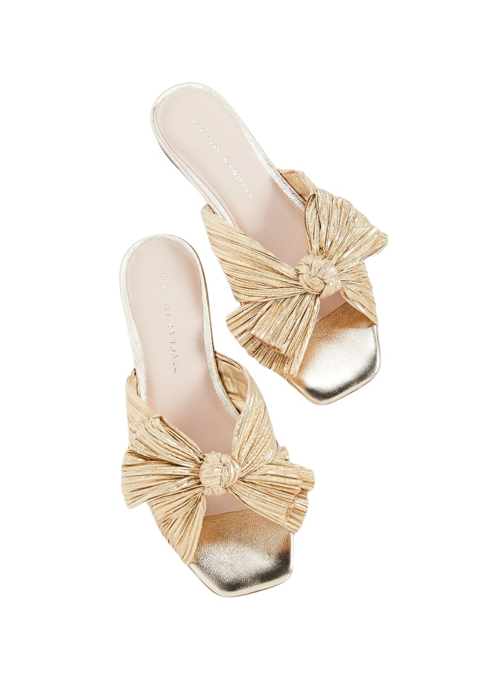 Loeffler randall daphne pleated bow sandals,gold - J. Cathell