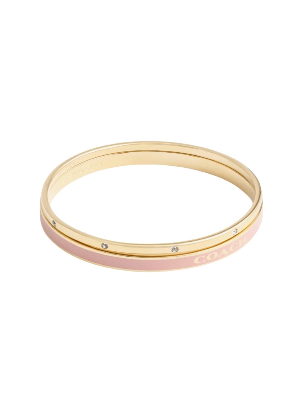 Crystal & Enamel Set of 2 Bangle Bracelets(coach,pink gold) - J. Cathell
