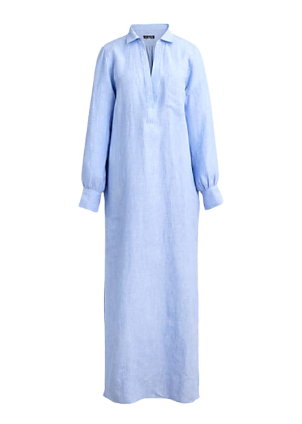 Bungalow maxi popover dress in linen(jcrew ,french blue) - J. Cathell