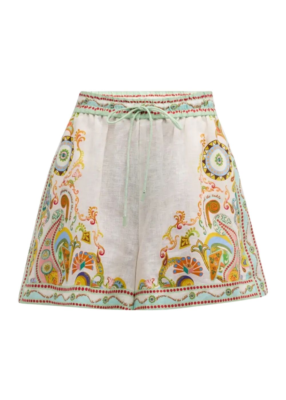 Pinball Drawstring Paisley Linen Shorts(ALEMAIS,multi) - J. Cathell
