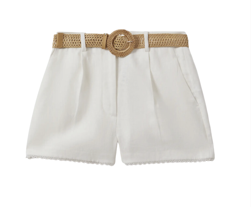 Belle Lace Trim Linen Shorts - J. Cathell