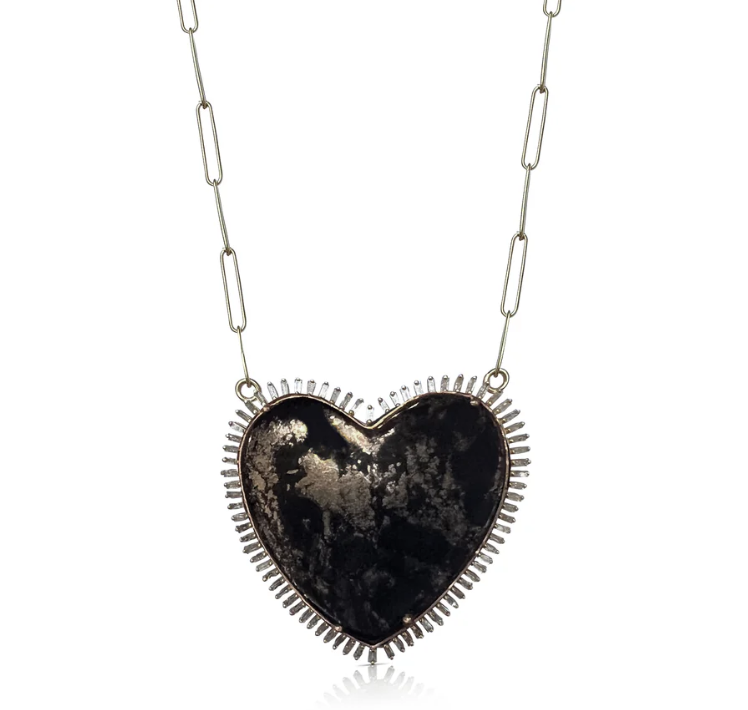 14k Baguette Apache Heart Necklace - J. Cathell