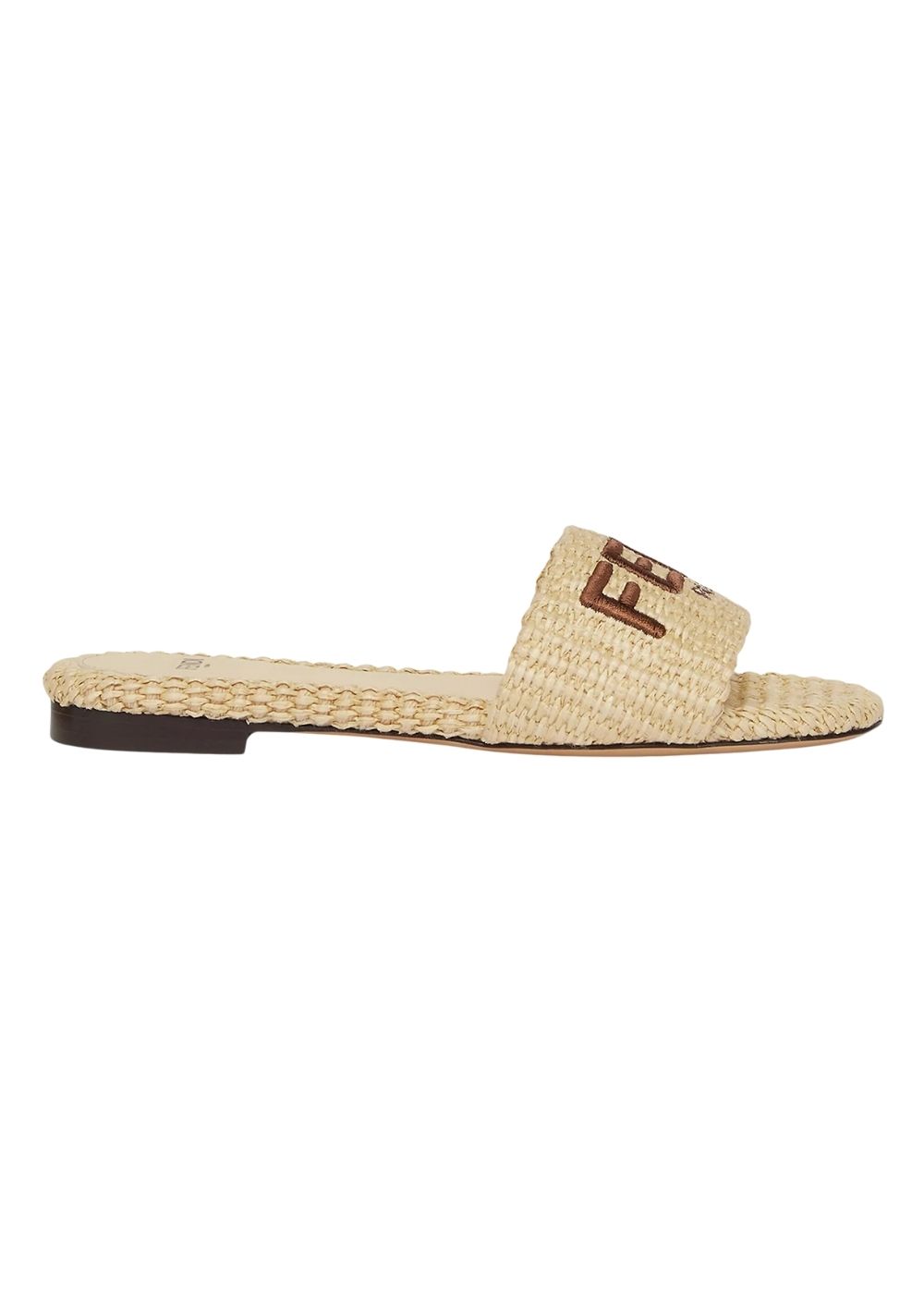 Signature Raffia Slides(Fendi,sand) - J. Cathell