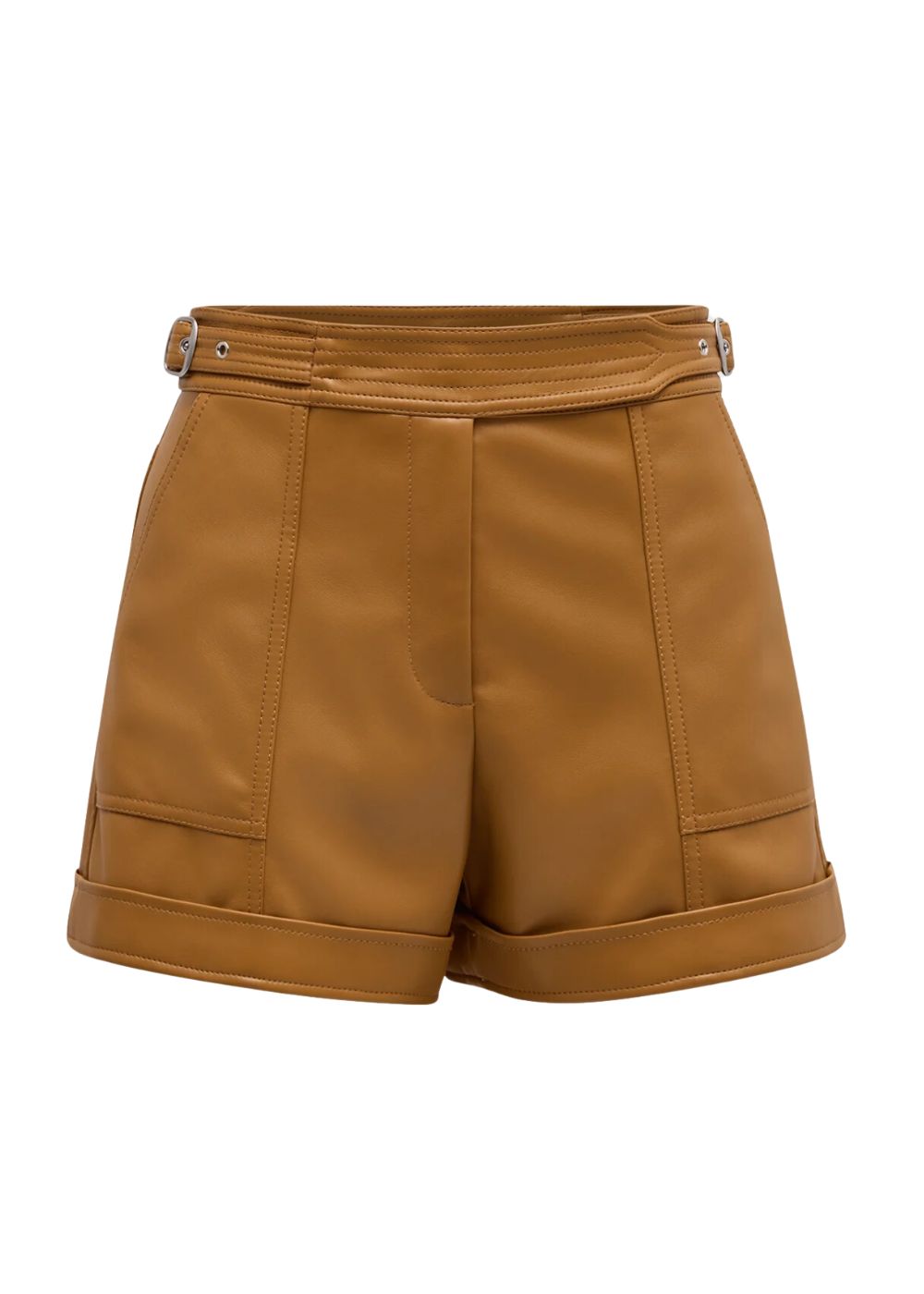 SIMKHAI,Chace Belted Faux Leather Shorts,HICKORY - J. Cathell