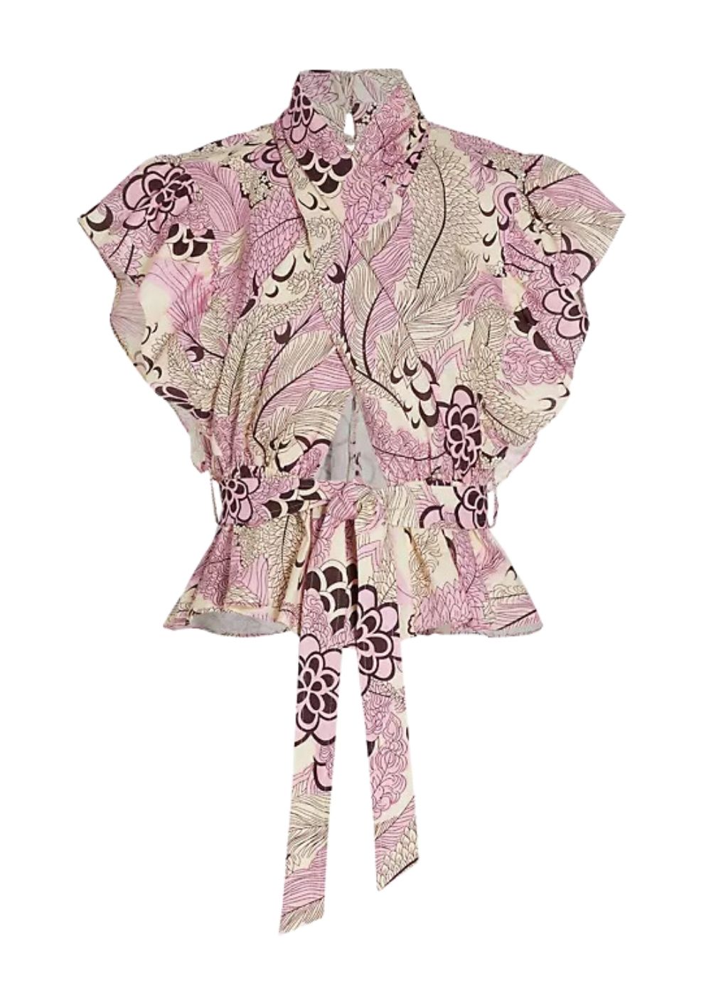 Brynn Floral Ruffle Cutout Linen Blend Top(Derek Lam 10 Crosby,pink ...