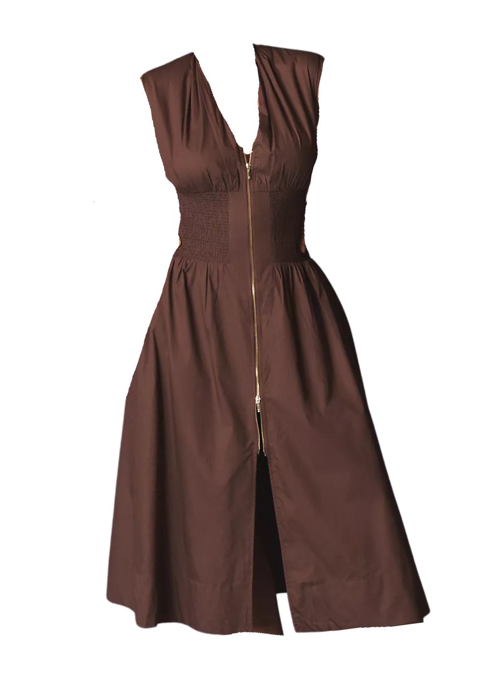 anthropologie,The Tommie Cap-Sleeve Smocked Front-Zip Shirt Dress,brown ...