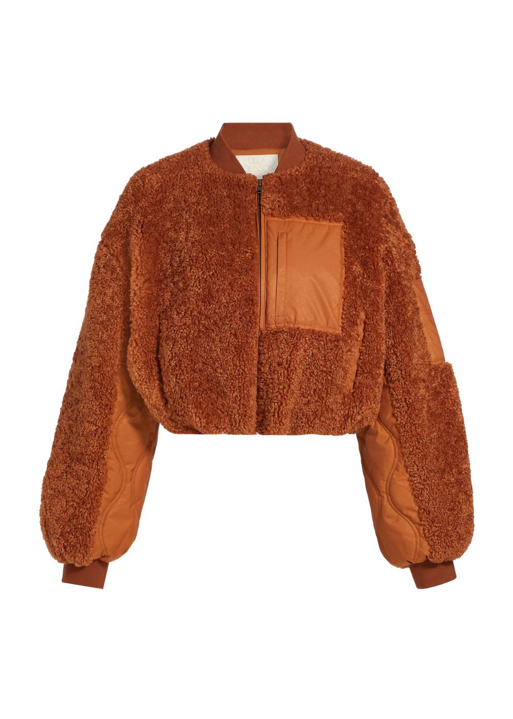 ulla johnson,Arlyn Teddy Fleece & Quilted Satin Cropped Jacket,Tierra - J. Cathell