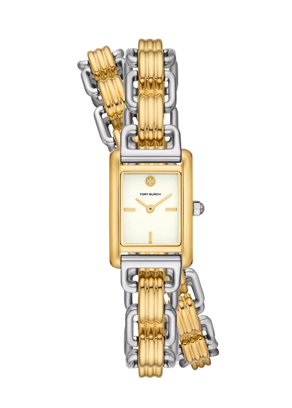 tory burch,Mini Eleanor Two-Tone Stainless Steel Double-Wrap Watch,gold ...