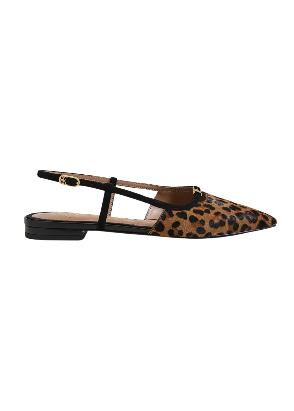 sam edelman,COHEN SLINGBACK POINTY TOE FLAT,LEOPARD BRAHMA HAIR/ BLACK ...
