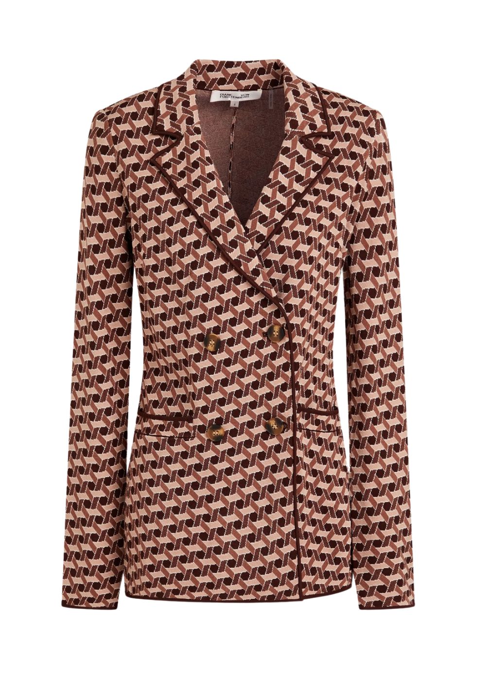 DIANE VON FURSTENBERG,Dion double-breasted jacquard-knit blazer,brown ...