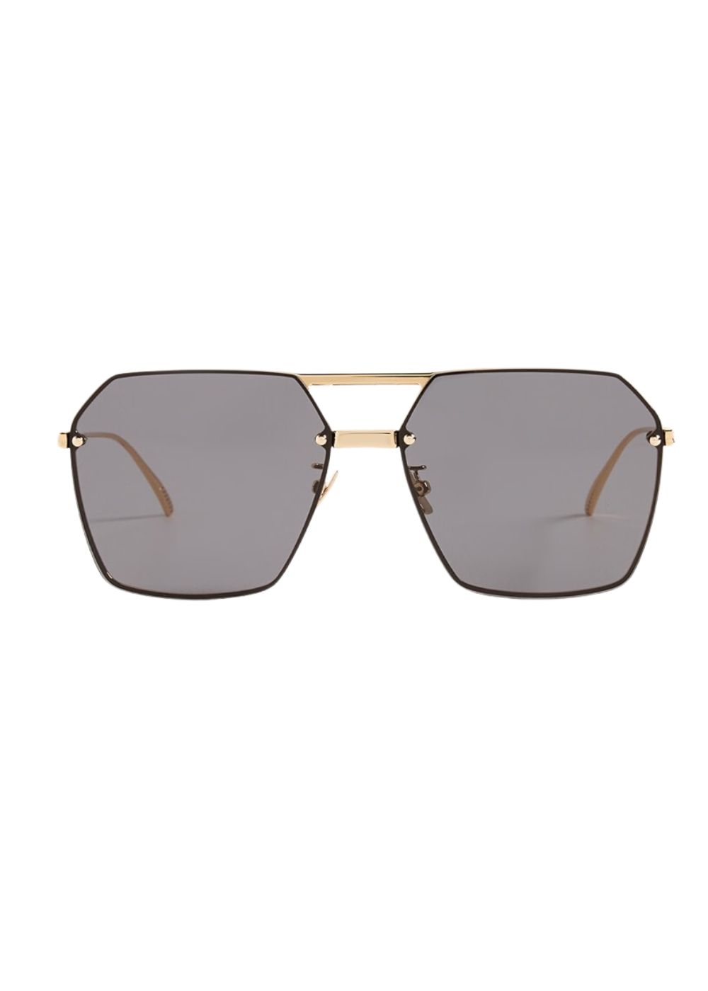 Bottega Veneta ,Oversized Geometric Aviators, Gold/ Gold/ Grey - J. Cathell