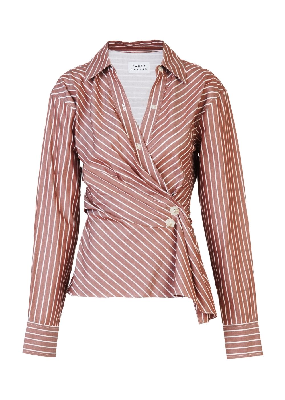 Tanya Taylor,Orla Striped Wrap Top,bronze - J. Cathell