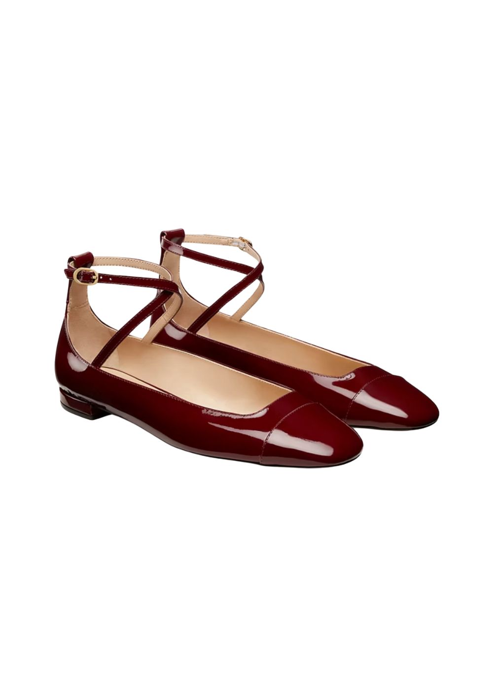 Stuart Weitzman, EDEN STRAP FLAT, Patent Leather/Rosewood - J. Cathell