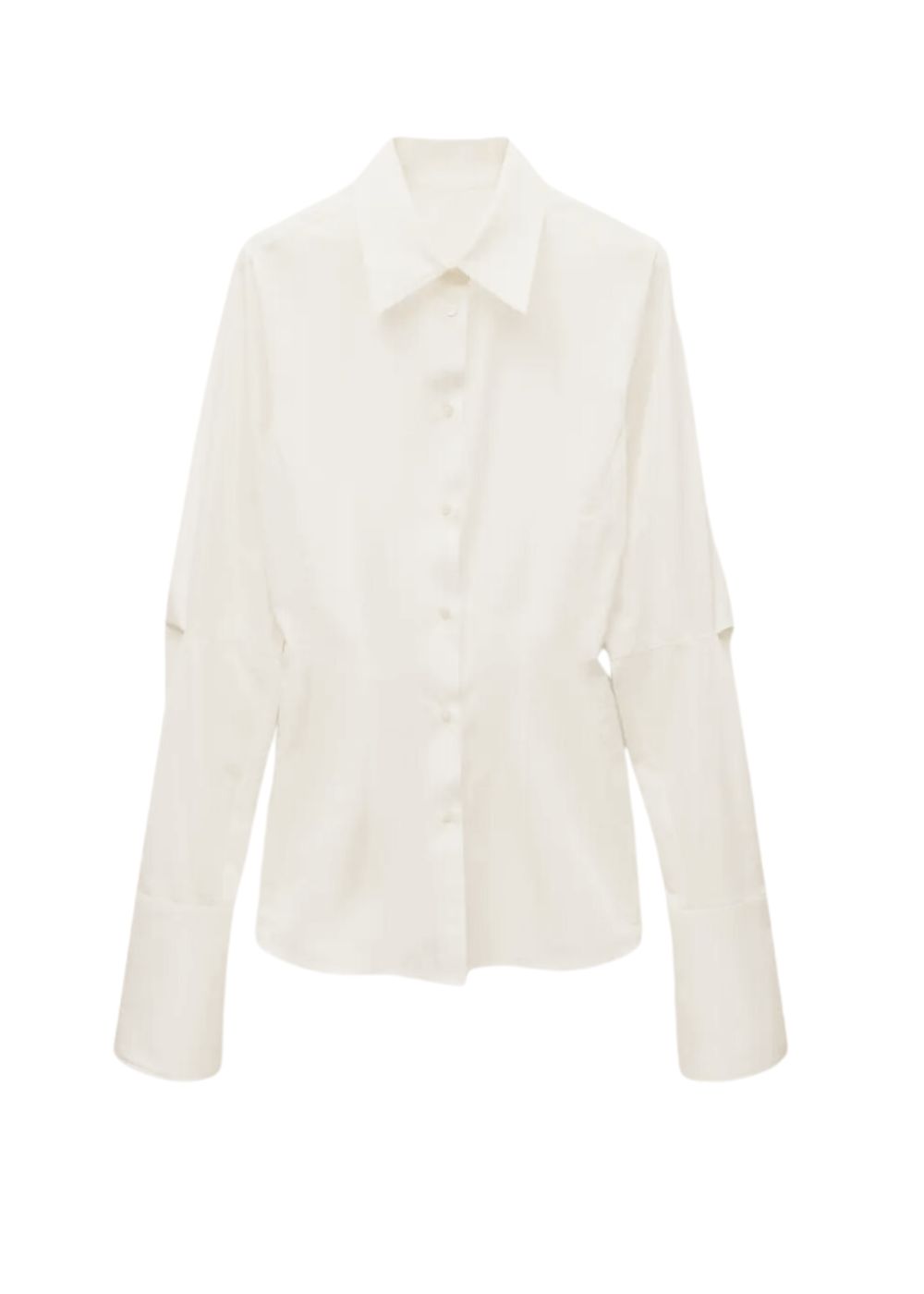mango,Extended Cuff Button-Up Shirt,white - J. Cathell