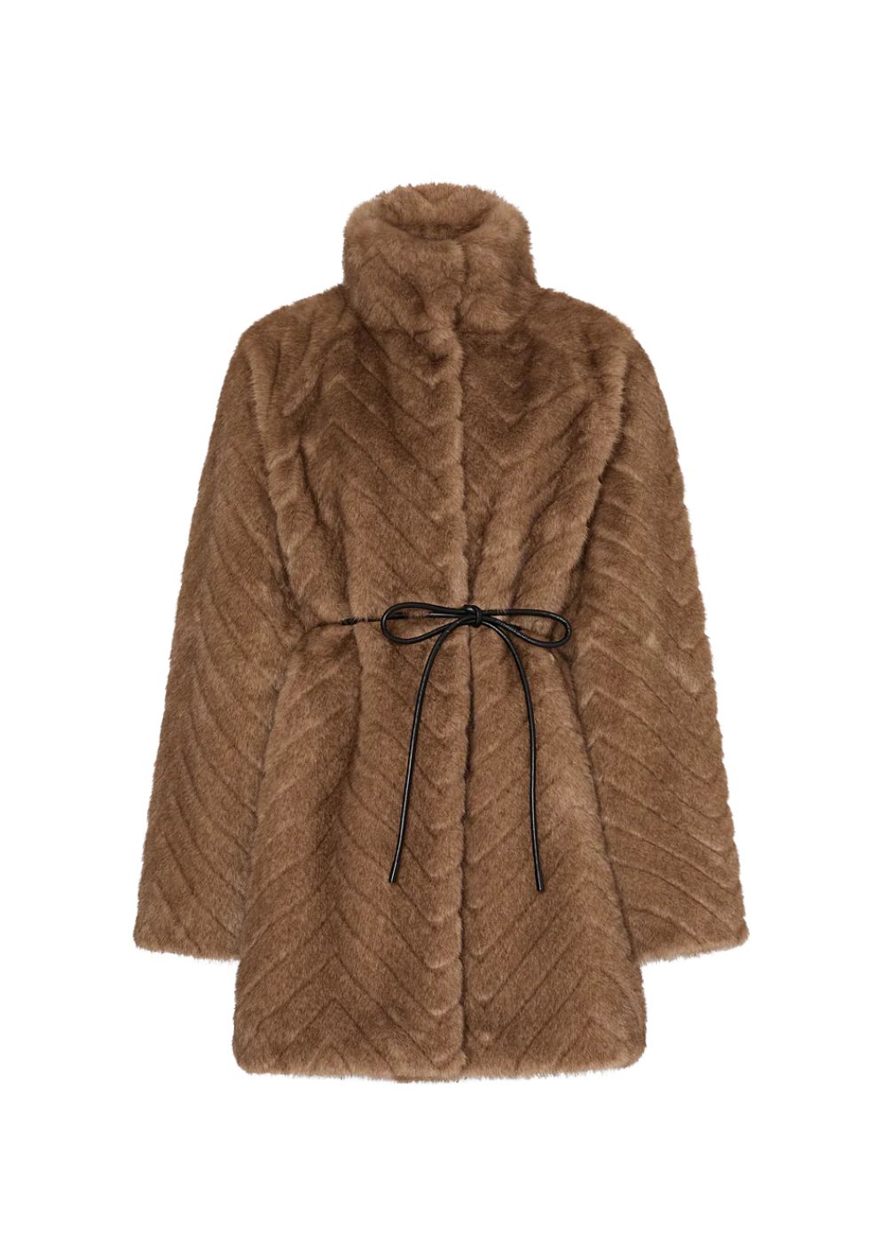 milly,amia cheveron faux fur coat,brown - J. Cathell