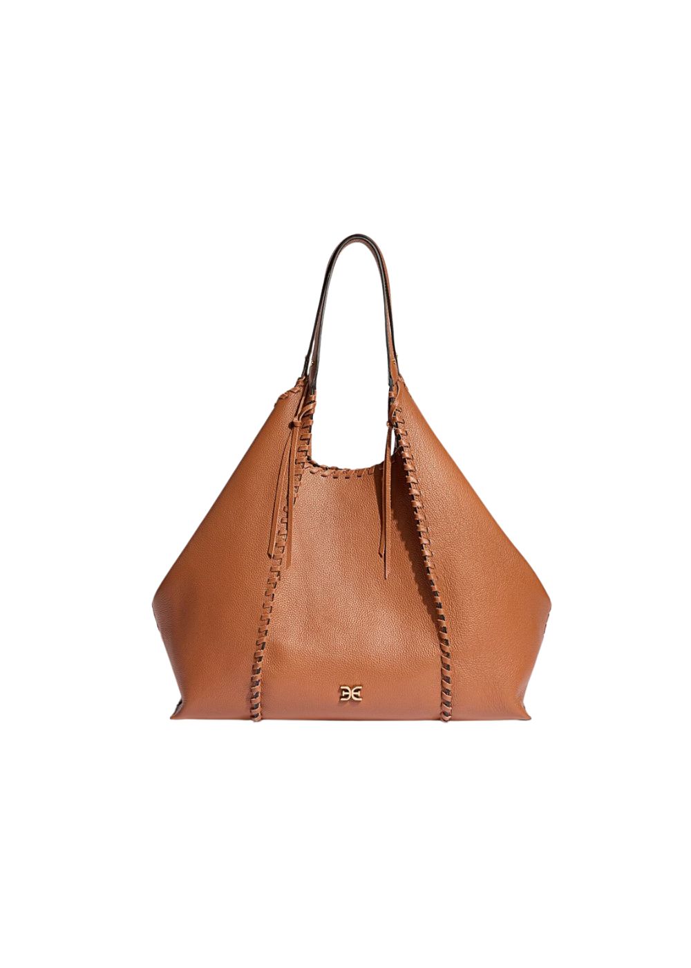 sam edelman,Sylvia Whipstitch Expandable Tote,Cognac Leather - J. Cathell