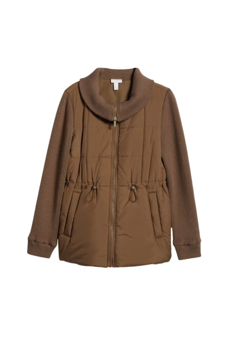 zella,Quilted Rib Mix Hybrid Jacket,brown teak - J. Cathell