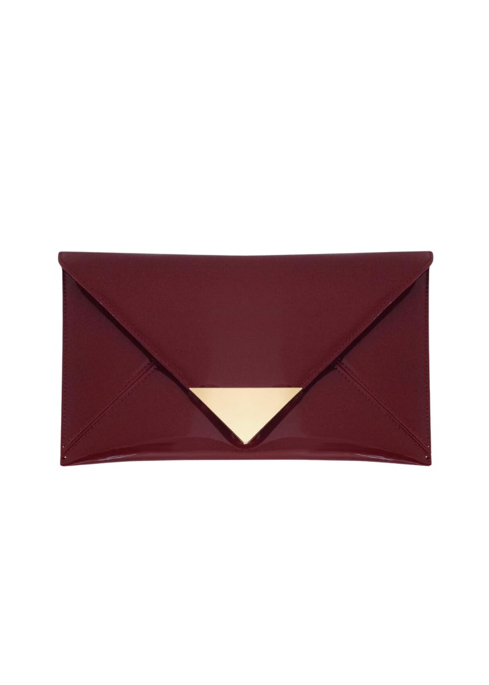 JNB, Faux Patent Leather Glossy Envelope Clutch, maroon - J. Cathell