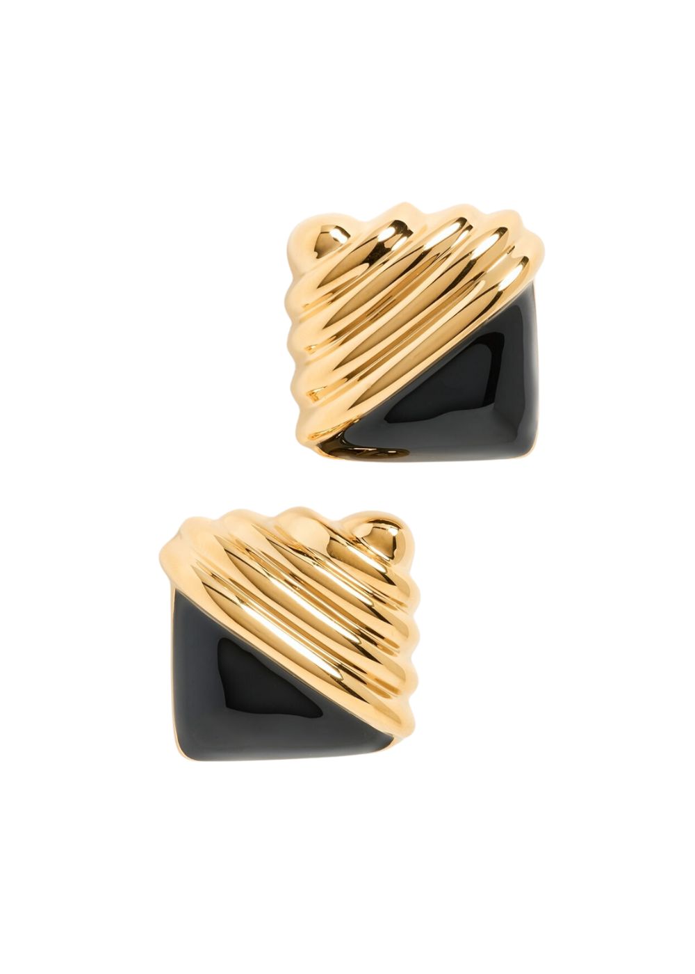 Galley Los Angeles Margaret Mary Square Earrings,Gold And Black Opal ...