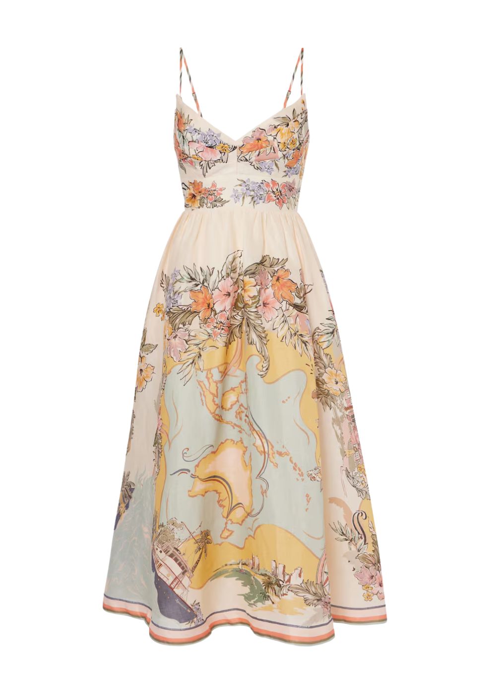 zimmermann,Tallow floral linen midi dress,Nautical Map - J. Cathell