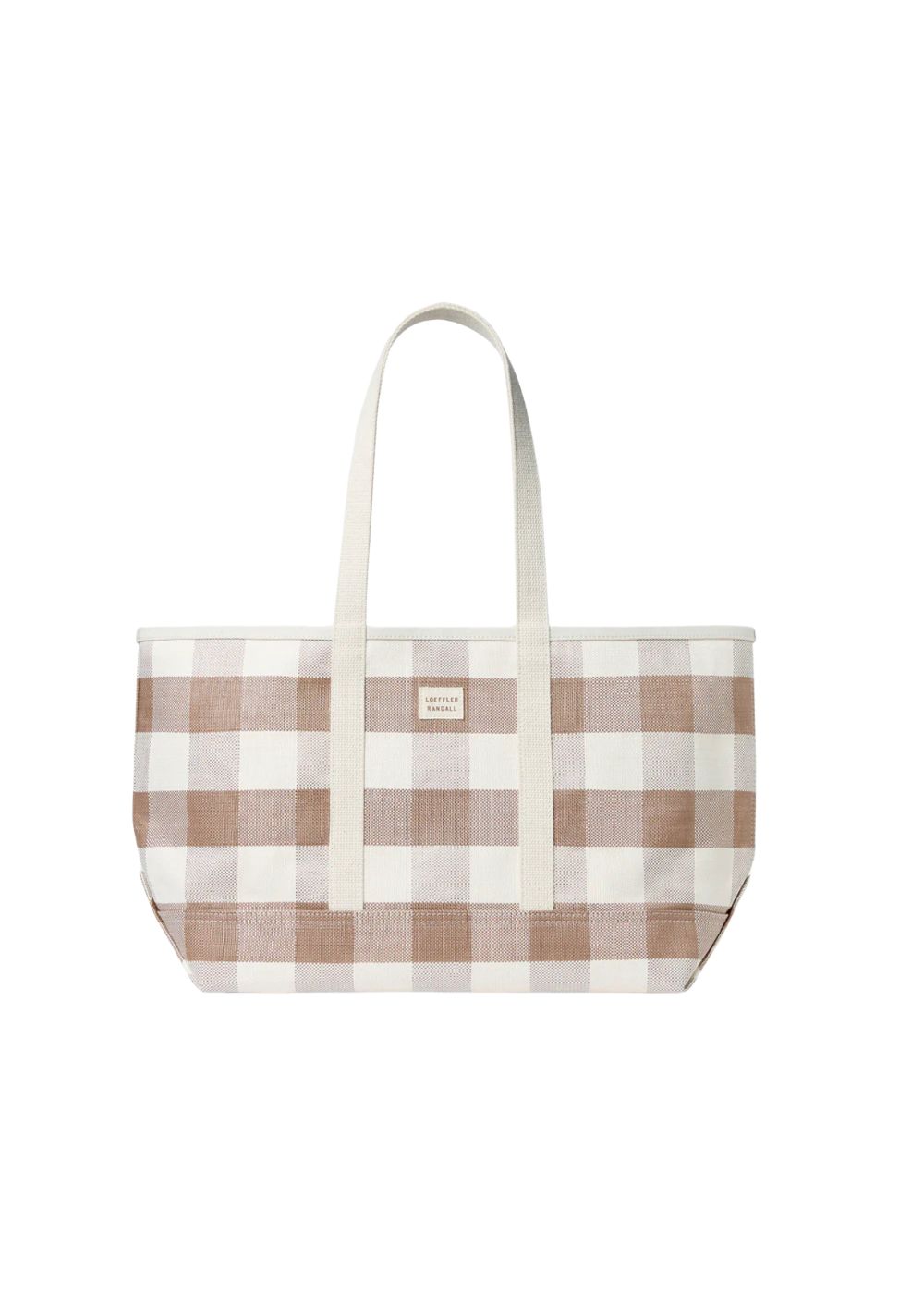 loefflerrandall,Deanie Brown Gingham Tote,brown and cream - J. Cathell