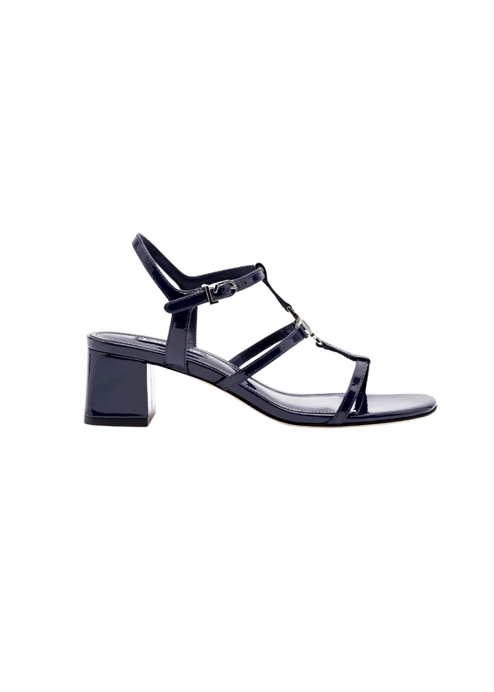 Larroude, Hana Block In Navy Patent Leather - J. Cathell