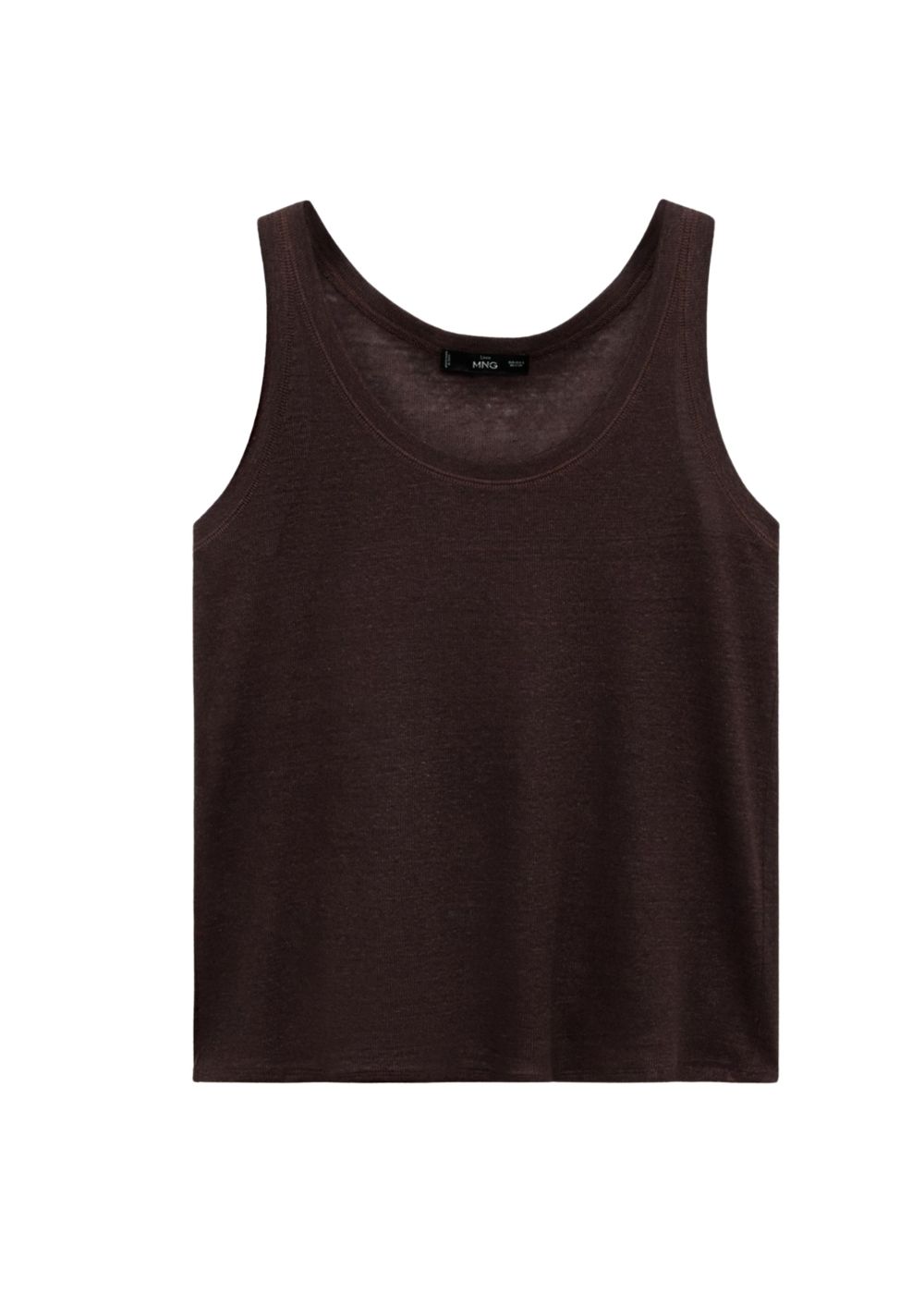 Mango, Strap Linen Top, Brown - J. Cathell