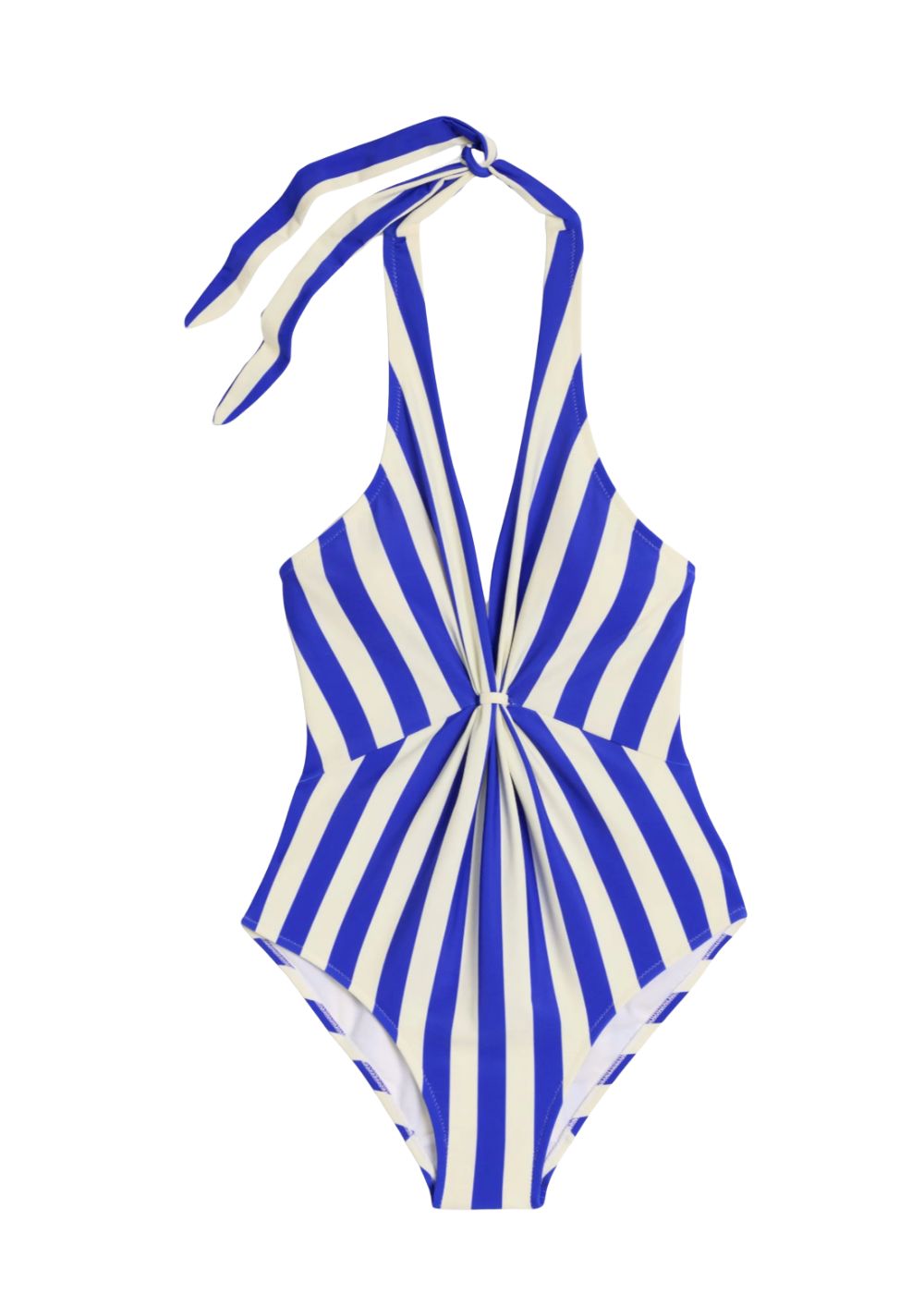 boden,Ruched Loop Swimsuit,Blue and Ivory Stripe - J. Cathell