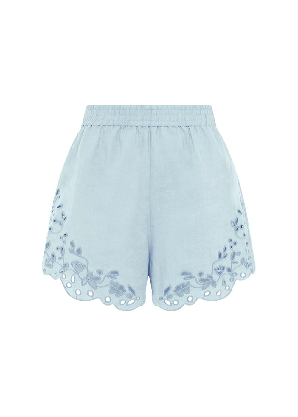 Peony,Memoir Embroidered Shorts,dusty blue - J. Cathell
