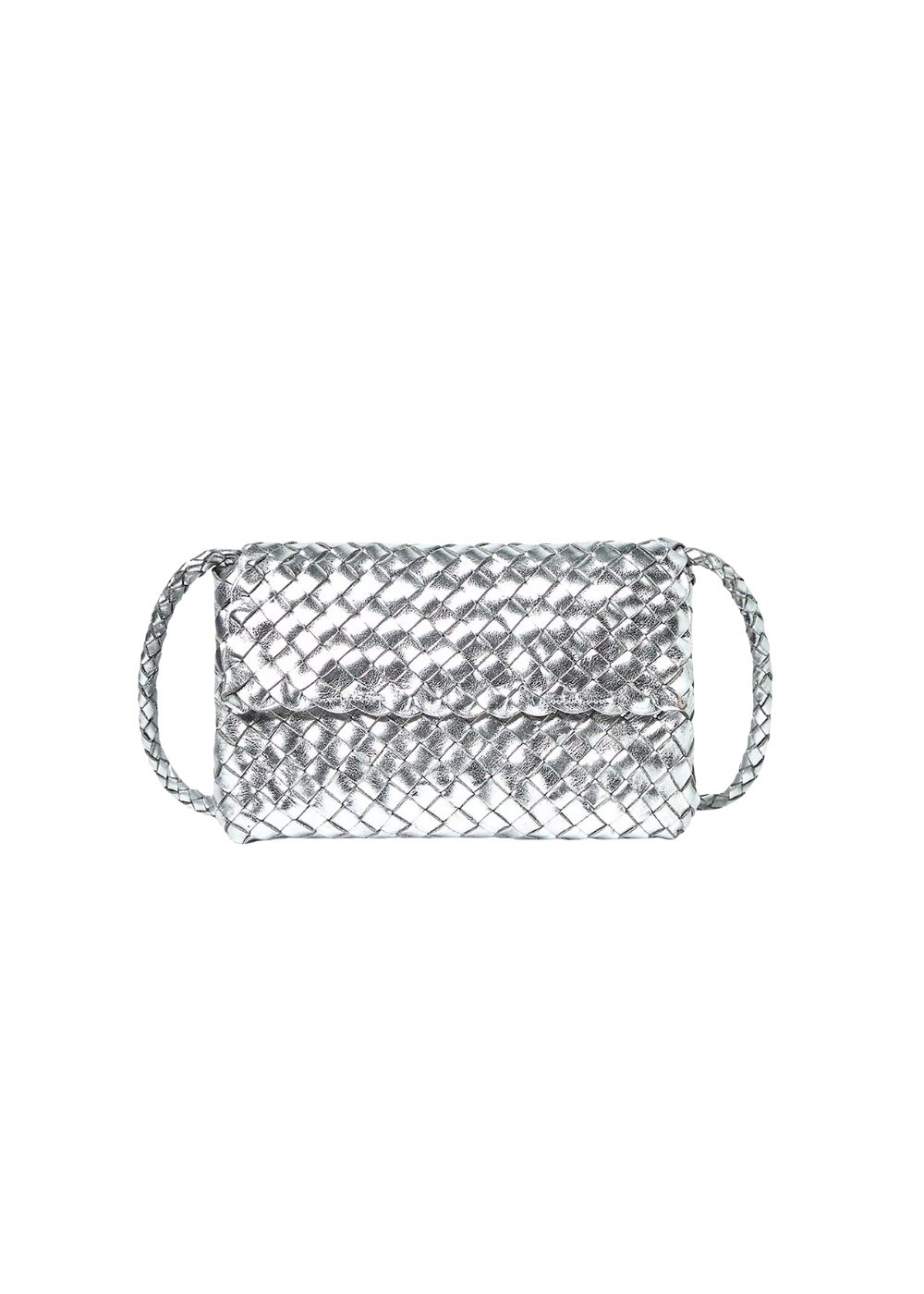 Loeffler Randall,Billie Woven Leather Shoulder Bag,silver - J. Cathell