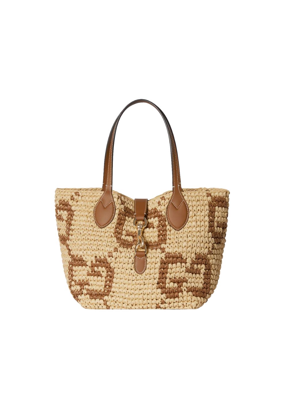 gucci,Raffia-effect small tote bag,natural and brown - J. Cathell