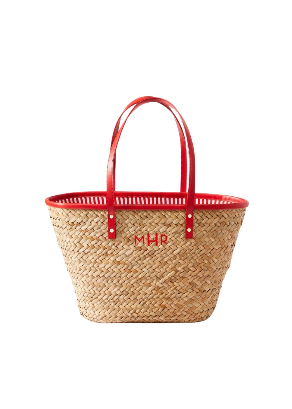 markand graham,Striped Palm Leaf Tote,red - J. Cathell