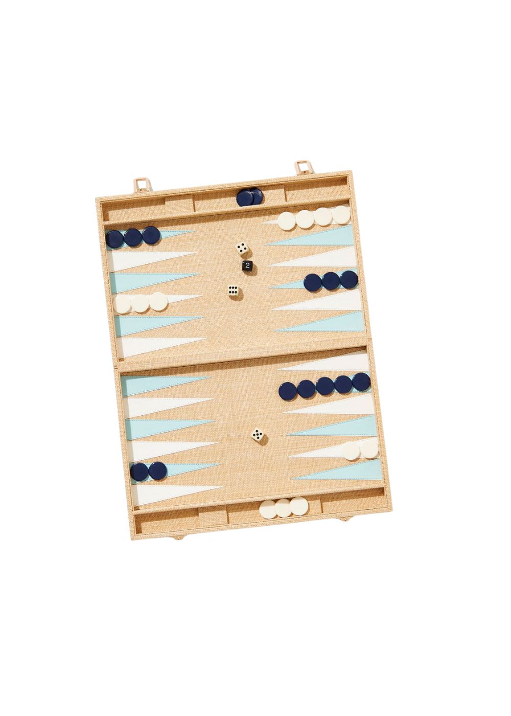 Mark & Graham, Raffia Backgammon Game Set, Light Blue – Navy - J. Cathell
