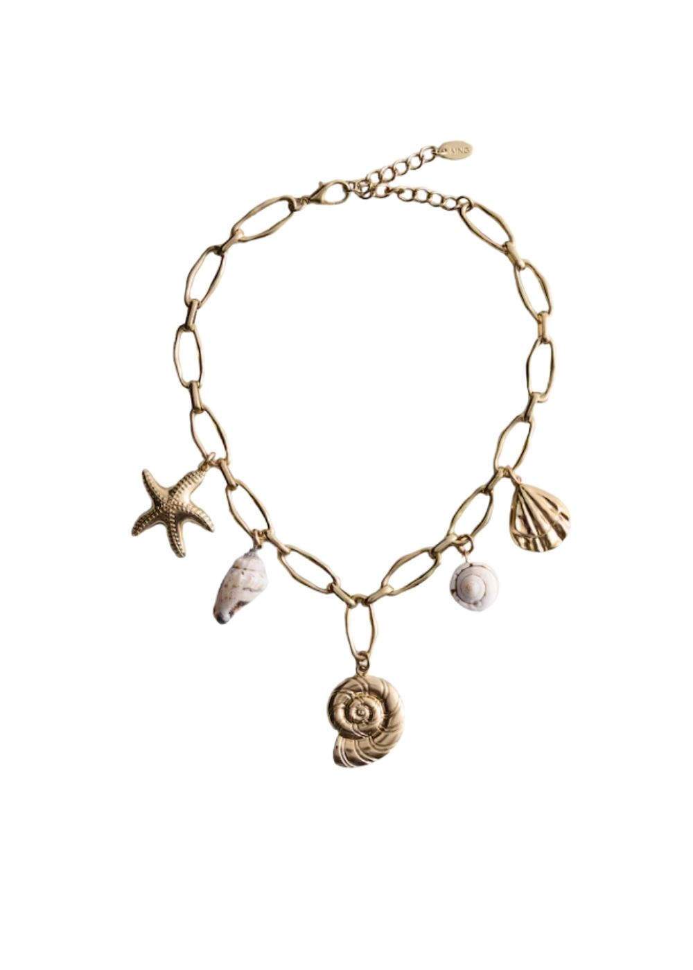 Mango, Shells Bead Necklace, Gold - J. Cathell