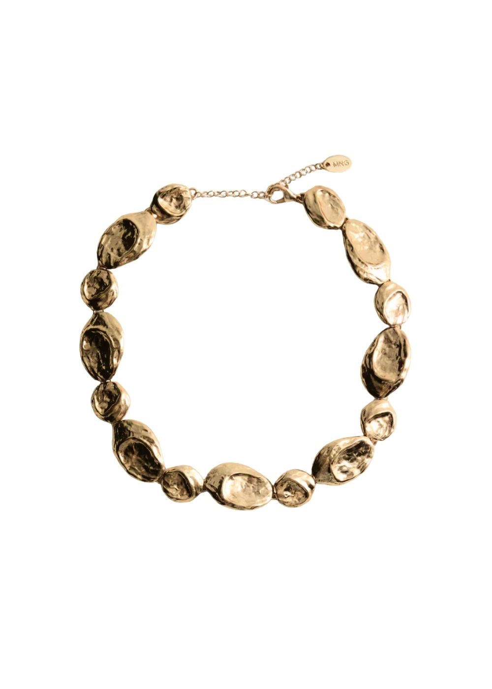 Mango, Textured Coin Necklace, Gold - J. Cathell
