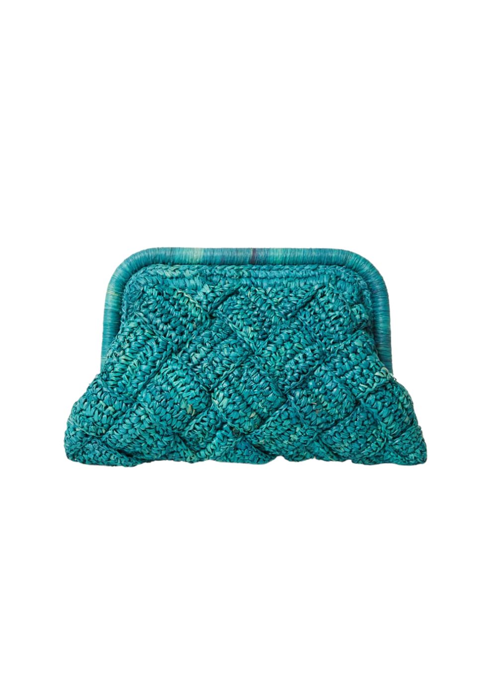 BTB Los AngelesGigi Framed Woven Raffia Clutch Bag,Turquoise - J. Cathell