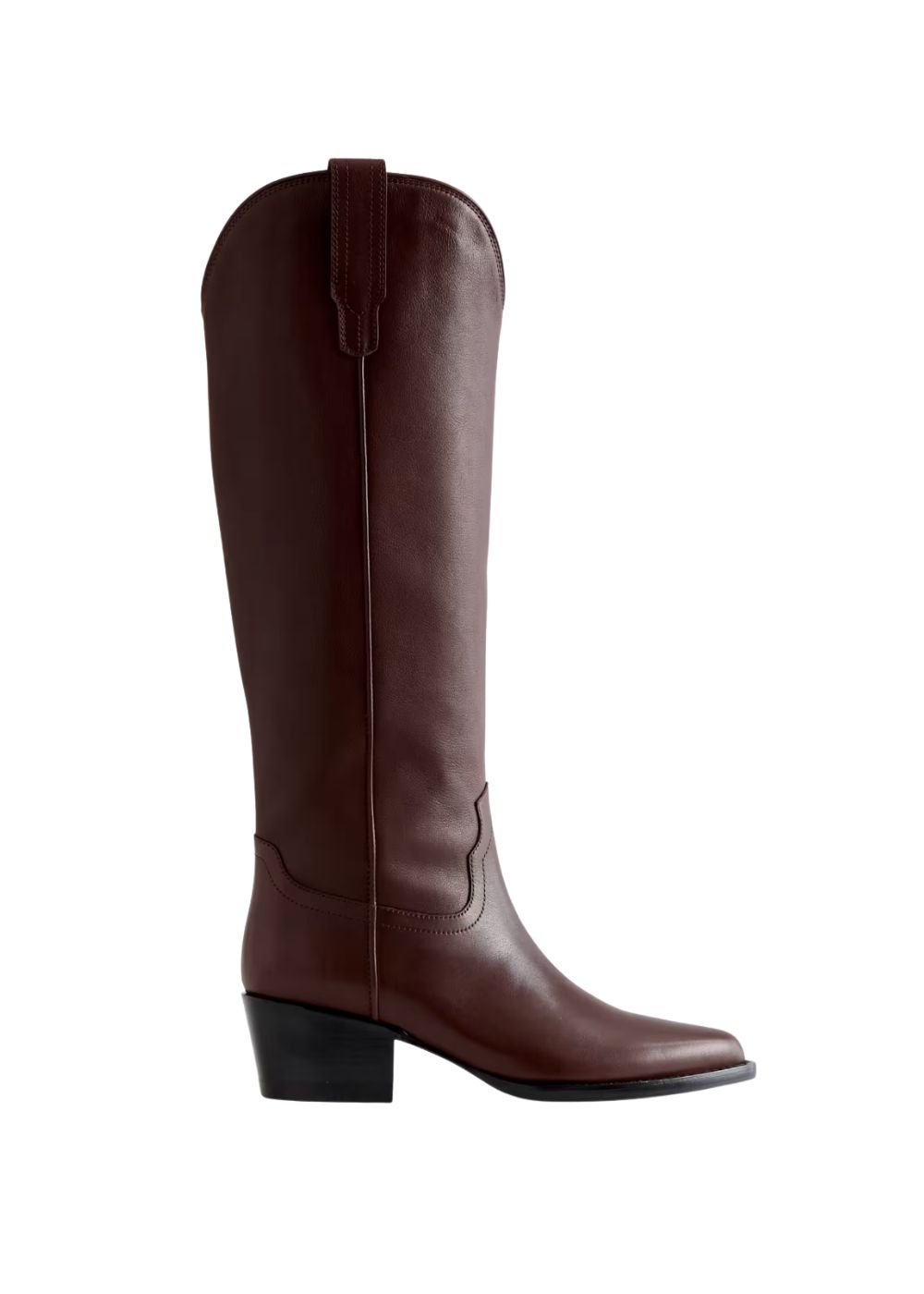 Quince, Italian Leather Tall Western Boots, Espresso Brown - J. Cathell