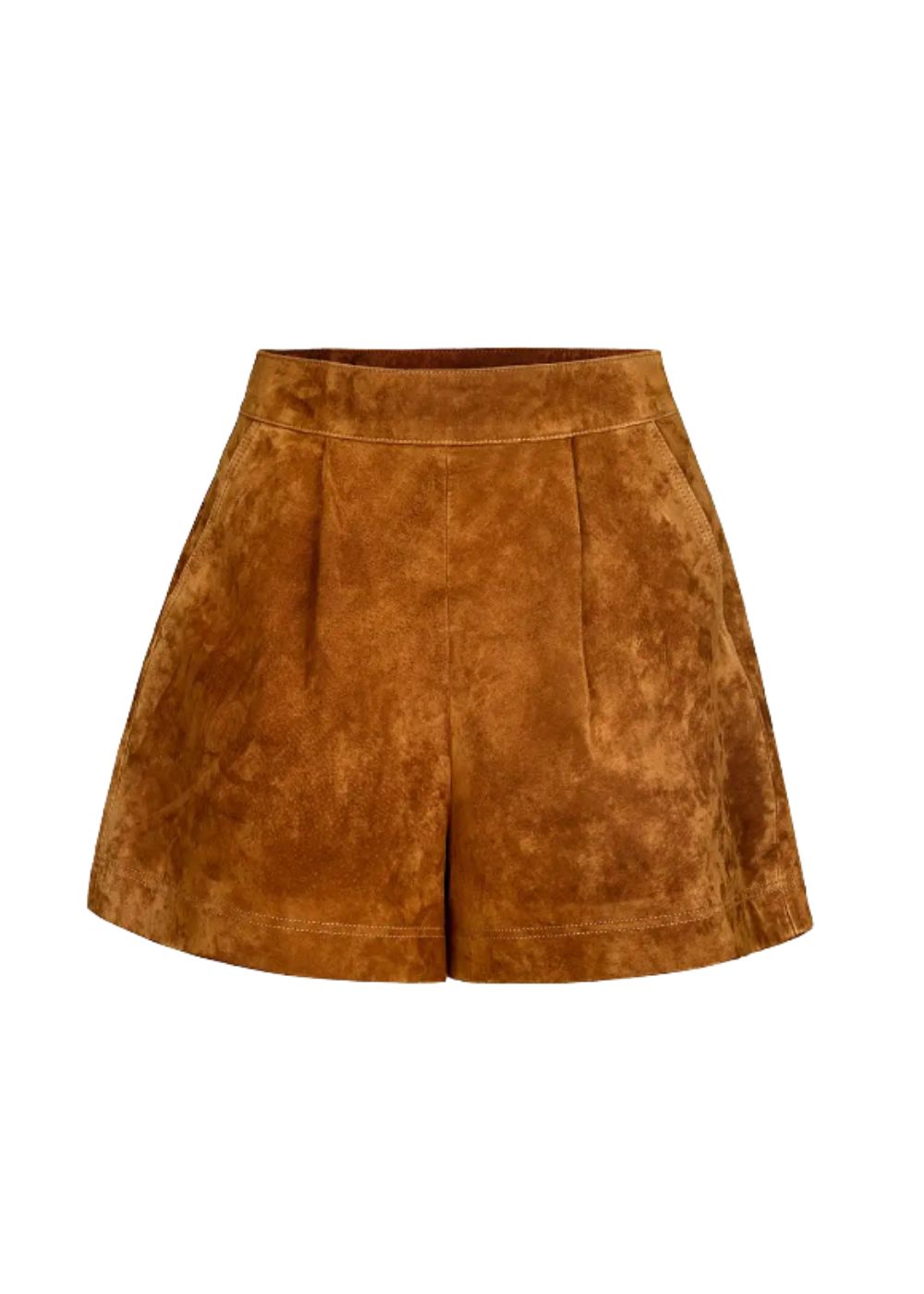 Hunter Bell, Ashton Pleated Suede Shorts, Nutmeg - J. Cathell