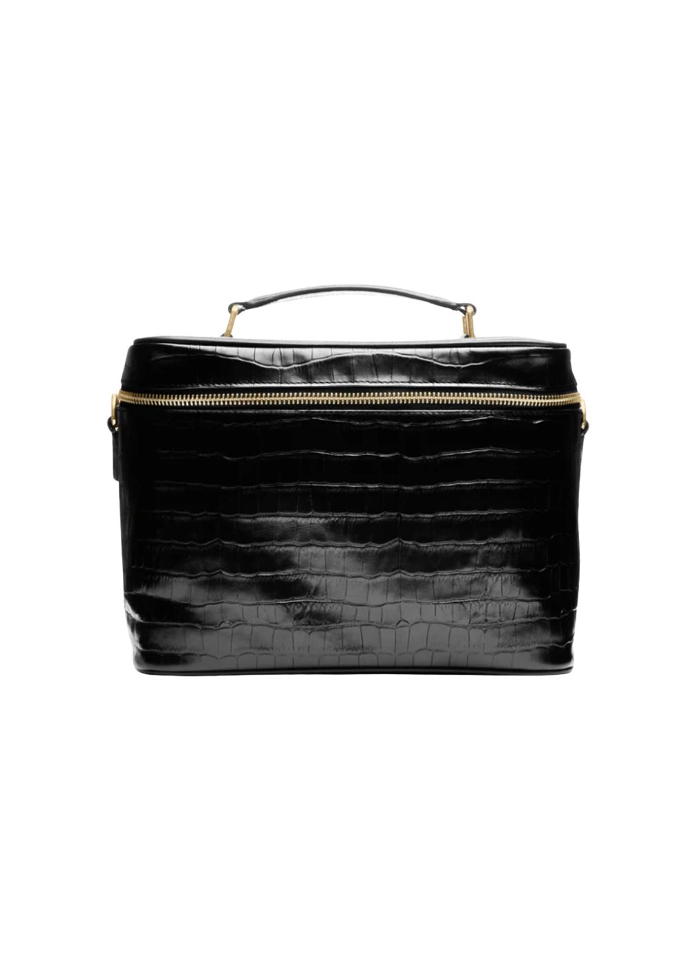 Leatherology, XL Train Case, Black Croc | Light Gold Hardware - J. Cathell