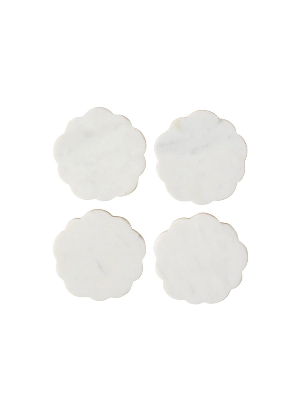 Magnolia, White Marble Scalloped Coaster Set - J. Cathell