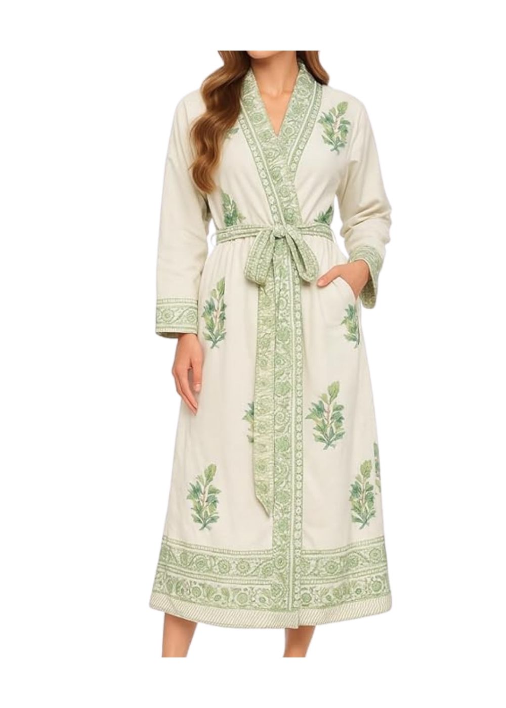 The Custom Store, Handblock Print Cotton Bathrobe, Reversible Floral ...
