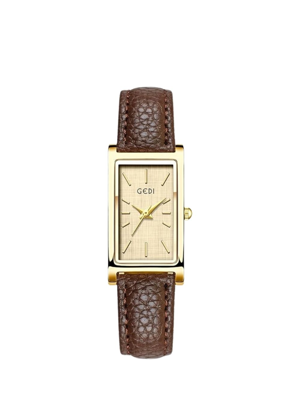 FANMIS, Vintage Rectangle Ultra-Thin Leather Wrist Watch, Brown/Gold ...