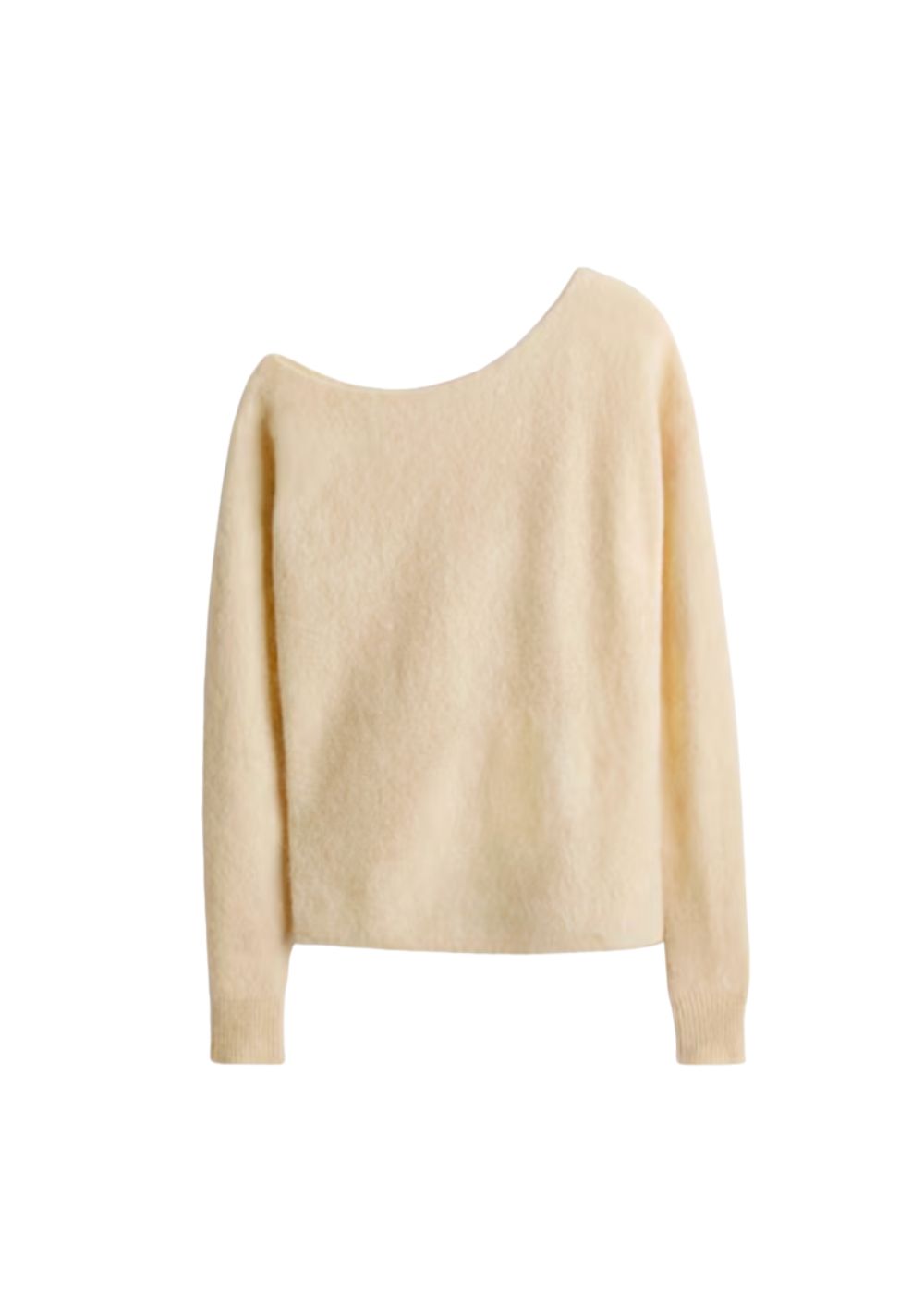H&M, Alpaca-Blend One-Shoulder Sweater, Light Yellow - J. Cathell