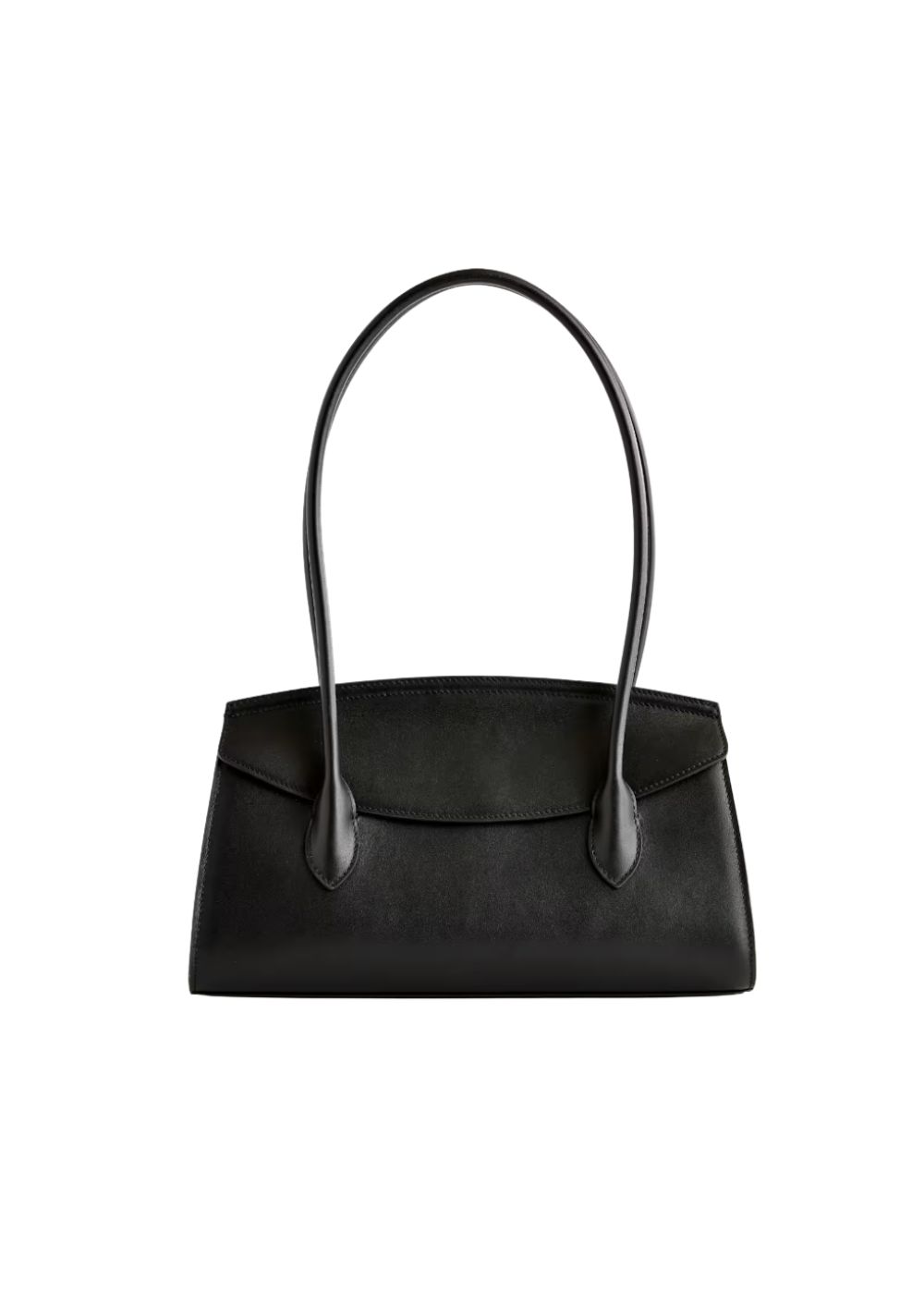 Quince, Italian Leather Double Strap Shoulder Bag, Black - J. Cathell