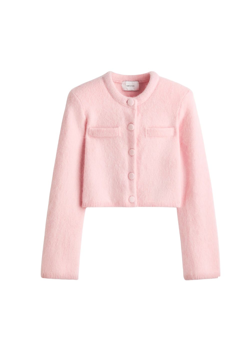 H&M, Mohair-Blend Cardigan with Shoulder Pads, Light Pink - J. Cathell